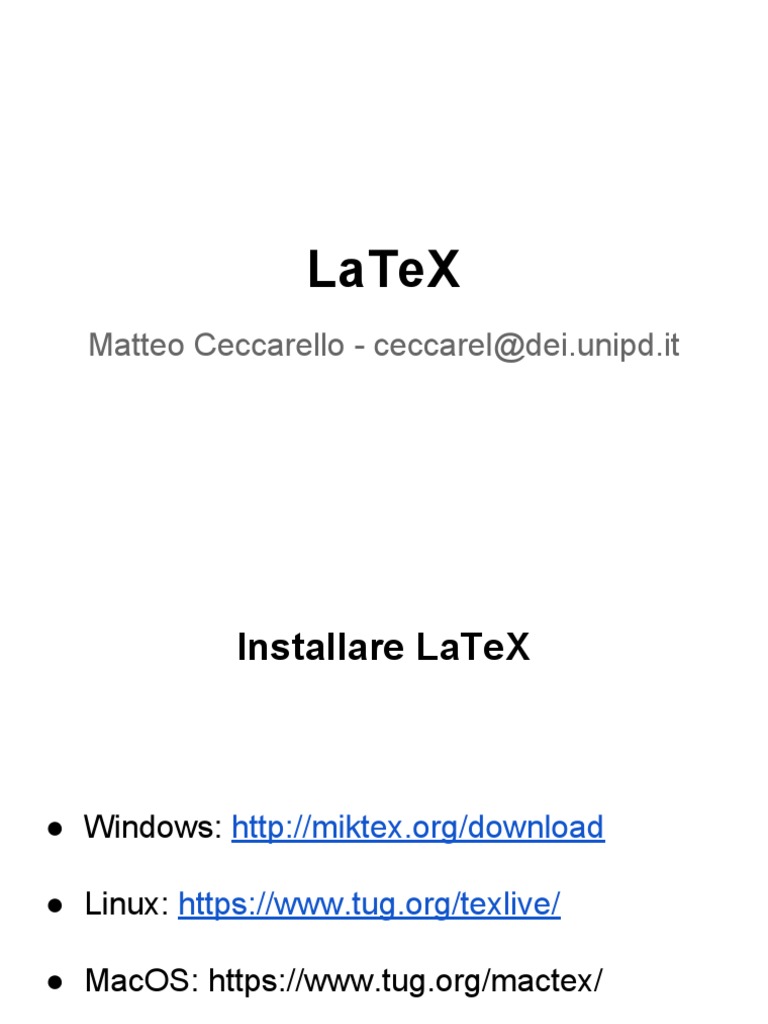 Latex: Matteo Ceccarello - Ceccarel@Dei - Unipd.It | PDF | Technology ...