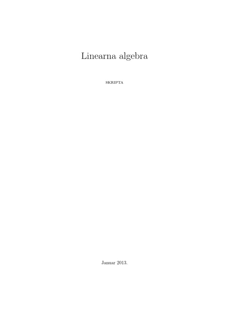 Linearna Algebra - Skripta PDF | PDF
