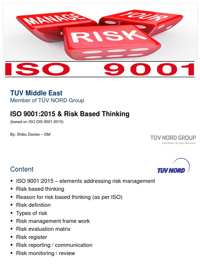 Iso9001 2015 Risk Management Linkedin | PDF | Risk Management | Iso 9000