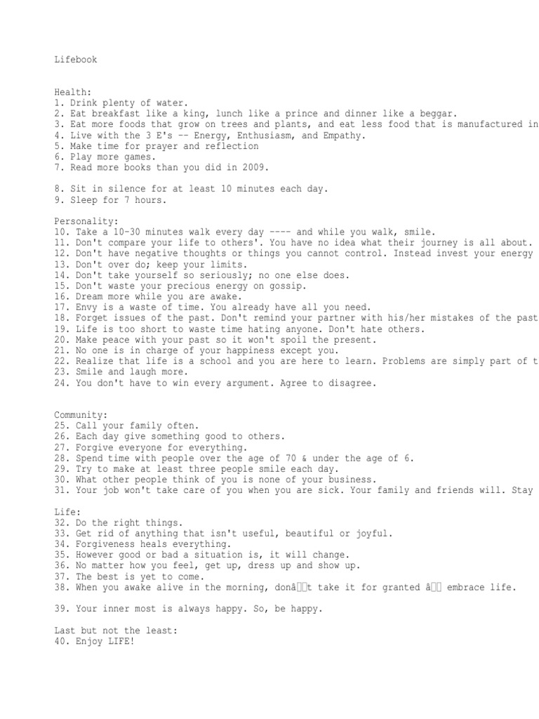 Lifebook | PDF | Self-Improvement | Lifestyle