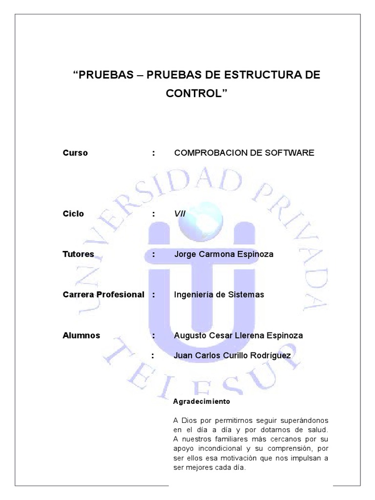 Pruebas de Estructura de Control | PDF | Proceso de desarrollo de ...
