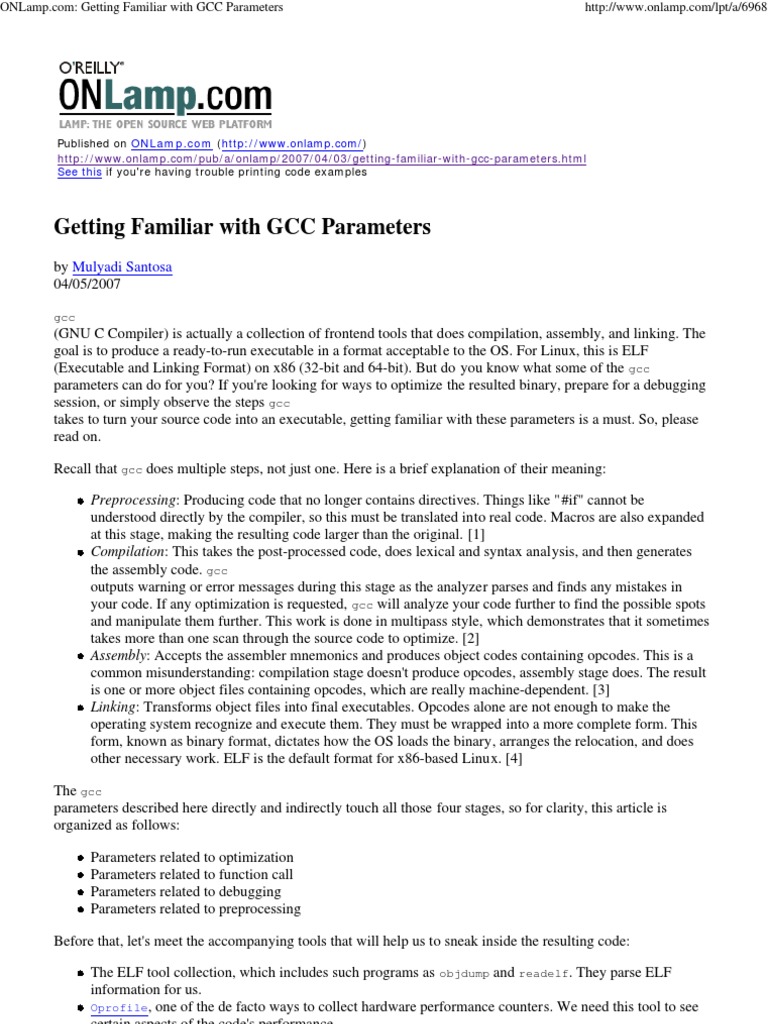 Getting Familiar With GCC Parameters | PDF | Compiler | C (Programming Language)