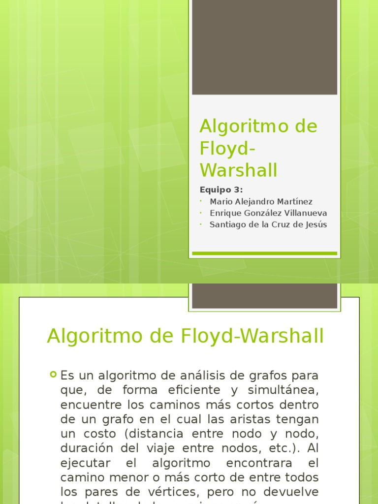 Algoritmo de Floyd - Warshall | Descargar gratis PDF | Teoría de grafos | Algoritmos y ...