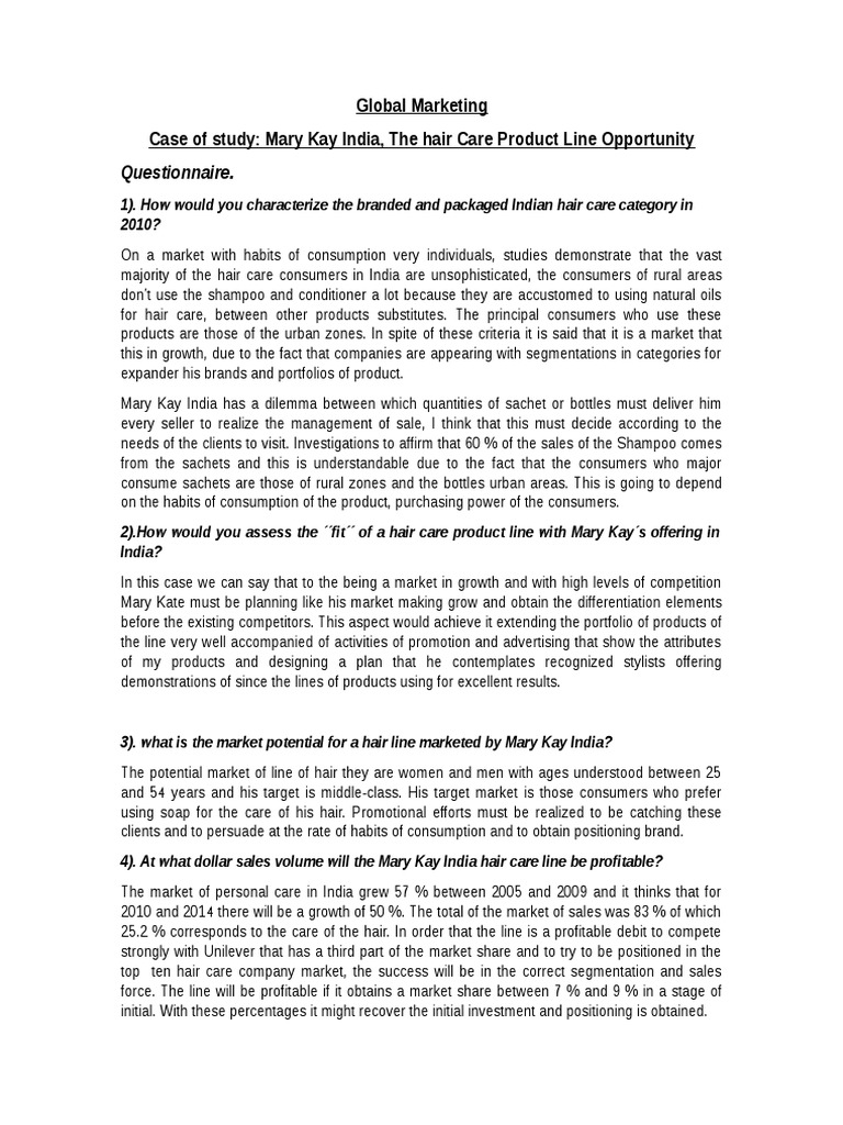 Case 1 Mary Kay | PDF | Market Segmentation | Brand