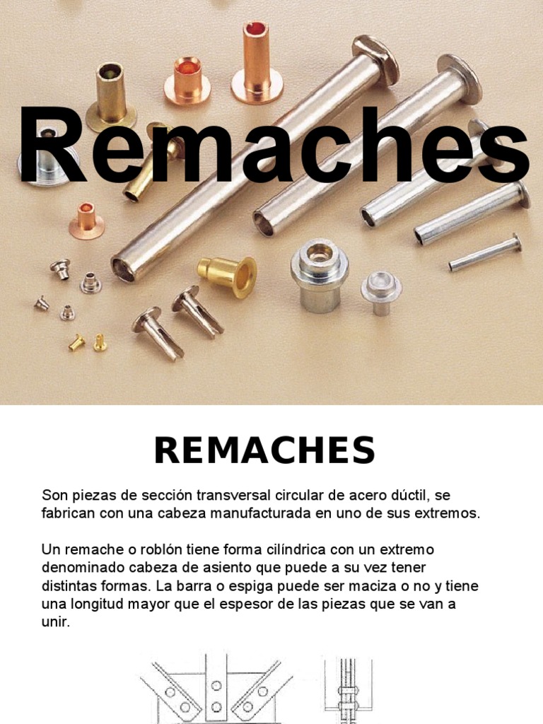 Diapositivas REMACHES | PDF | Remache | Mecánica