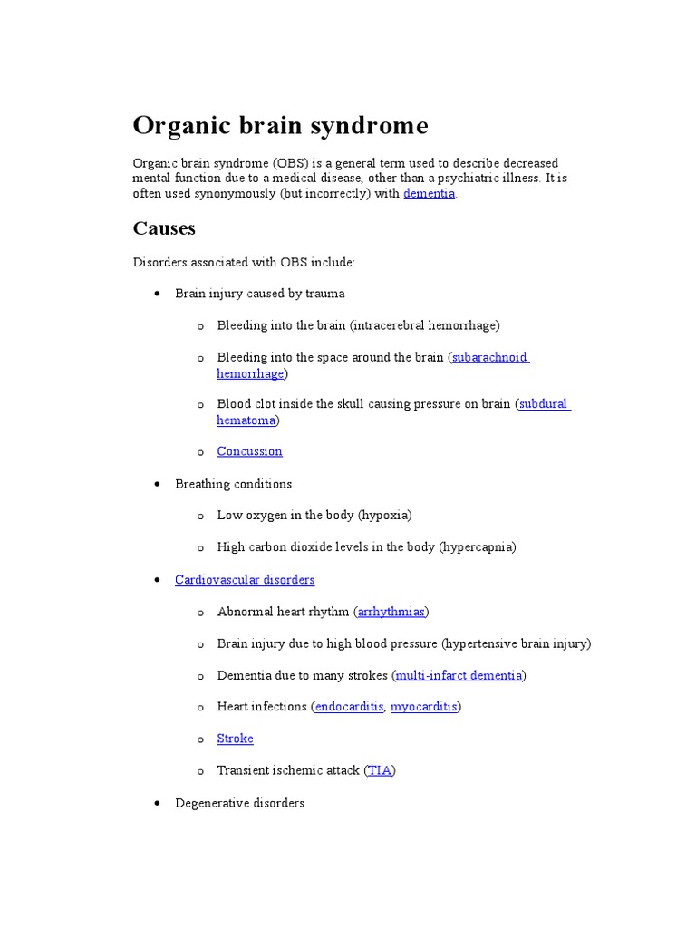 Organic Brain Syndrome | PDF
