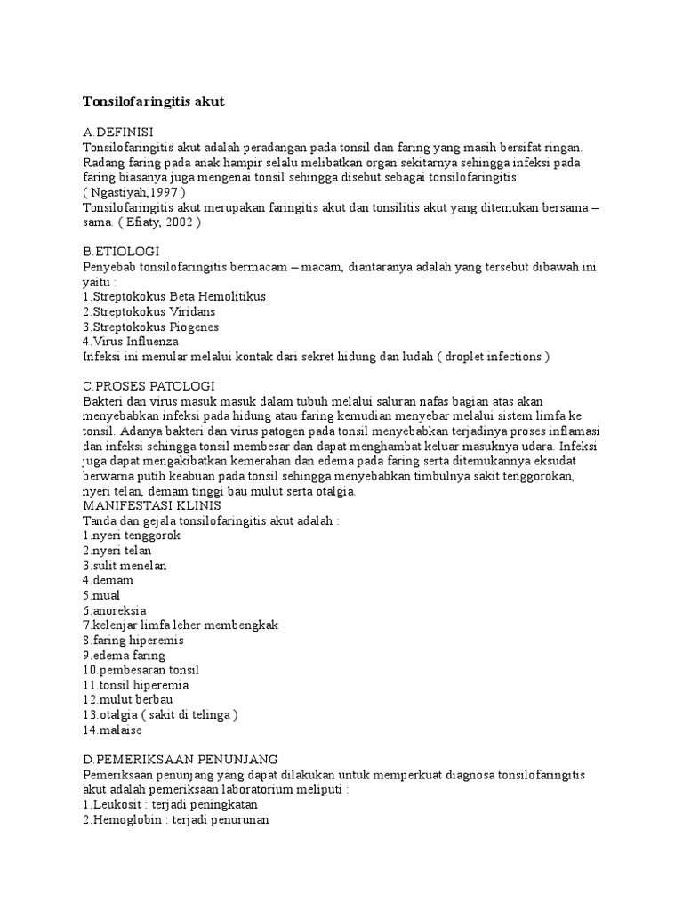 Tonsilofaringitis Akut | PDF