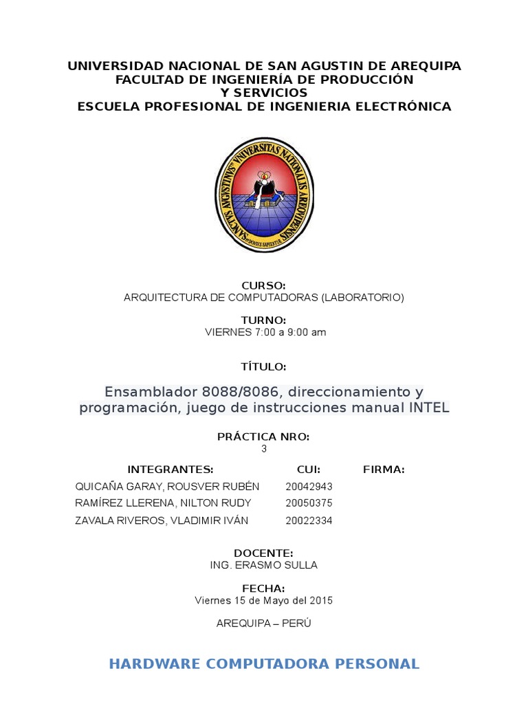 Hardware PC XT 8088 8086 | PDF | Unidad Central de procesamiento ...