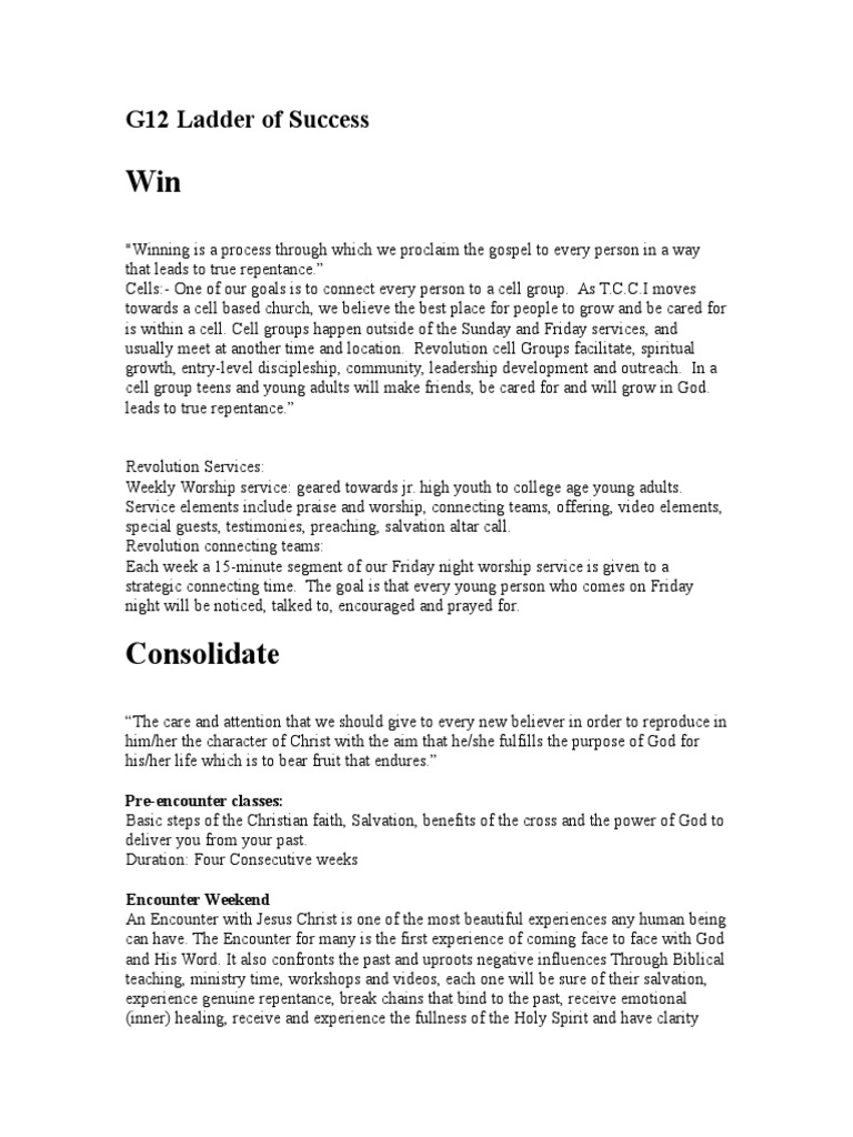 G12 Ladder of Success | PDF | Disciple (Christianity) | Religious Faiths