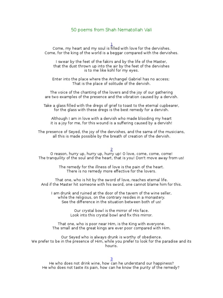 50 Poems of Shah Nematullah Vali | PDF | Alcohol Intoxication | Soul