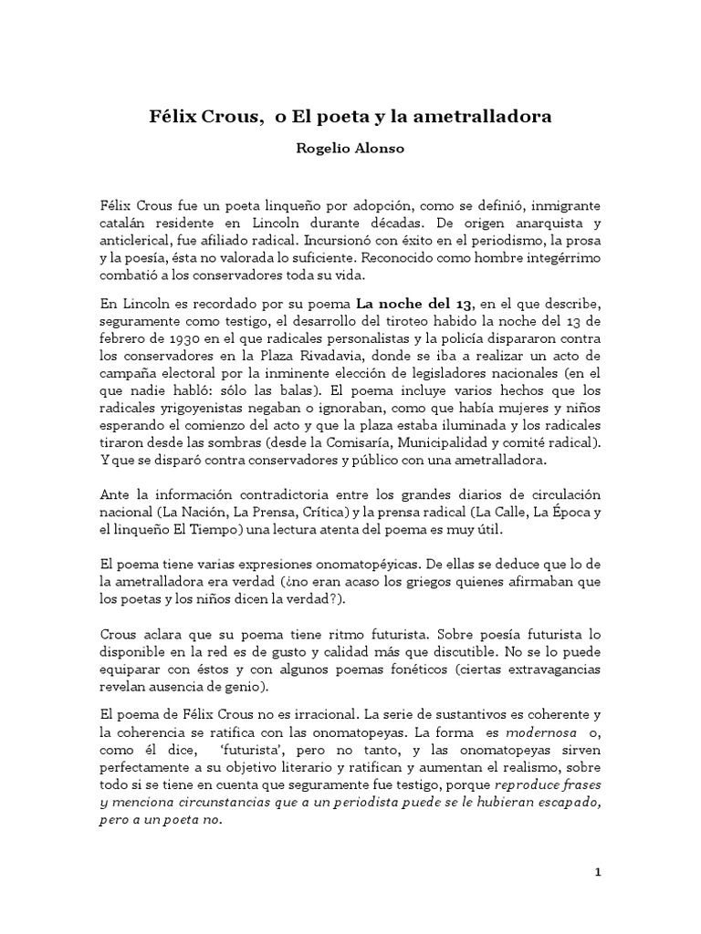 Poeta y Ametralladora: Crous | PDF | Poesía | Verdad