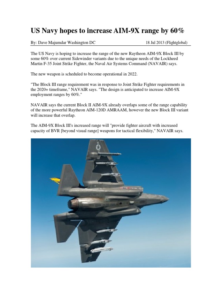 AIM-9X "Block III" | PDF | Fighter Aircraft | Military Technology