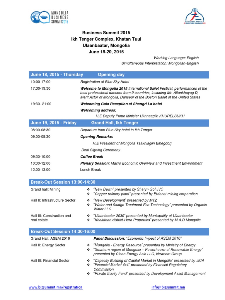 Preliminary Program | PDF | Mongolia | Business