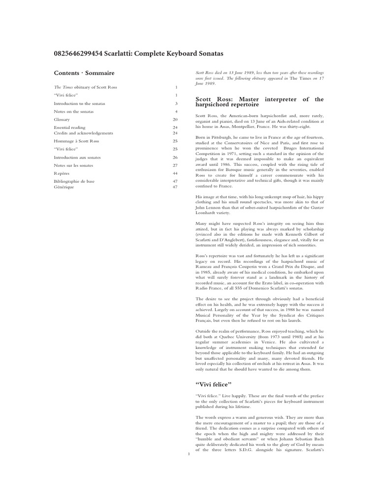 Scarlatti Notes | PDF | Tempo | Sonata