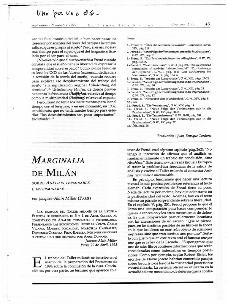 Miller - Marginalia Análisis Terminable ... | PDF