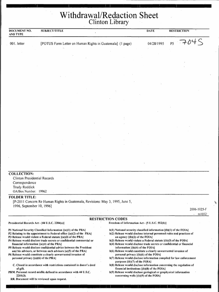 Clinton White House On Jennifer Harbury, Dianna Ortiz and Michael ...