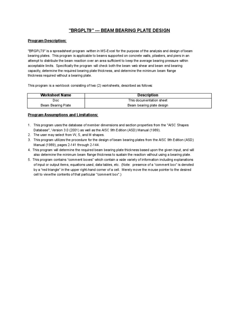 Brgplt9 - Beam Bearing Plate Design | PDF | Teaching Methods ...