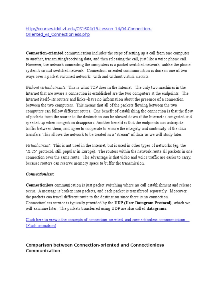 Connection Less and Connection Oriented | PDF | Network Packet ...