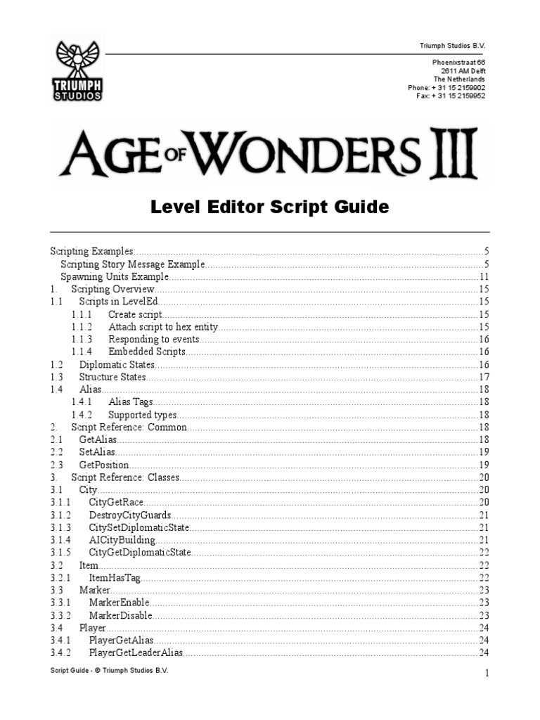 Age of Wonders 3 Scripting Guide | PDF | Scripting Language | Computer Programming