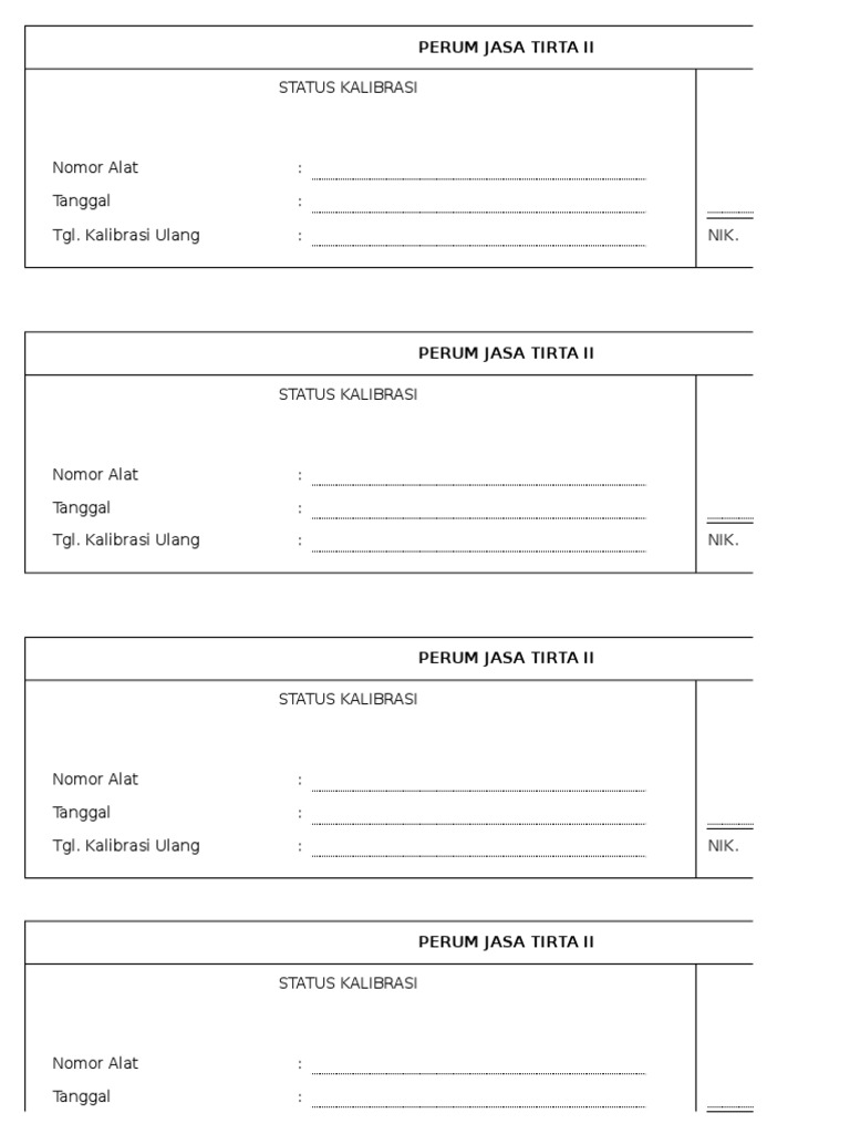 Label Kalibrasi | PDF