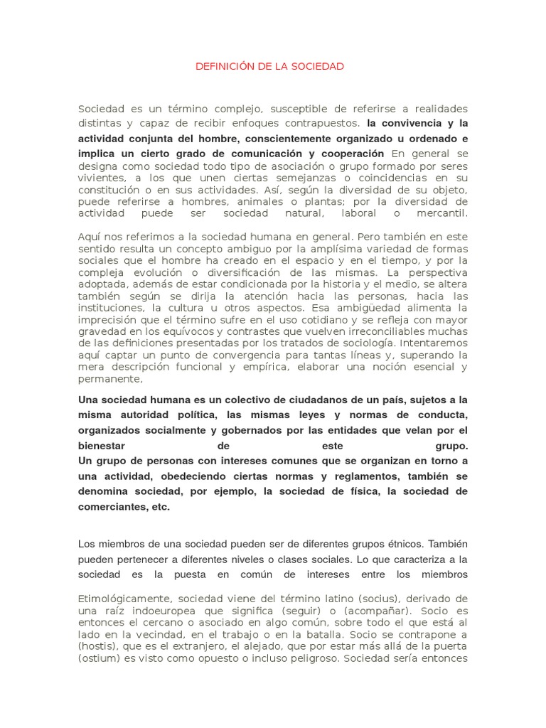 Definición de La Sociedad | PDF | Sociedad | Comunidad