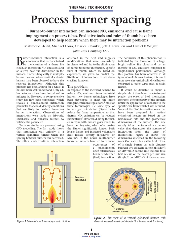 Process Burner Spacing | PDF | Furnace | N Ox