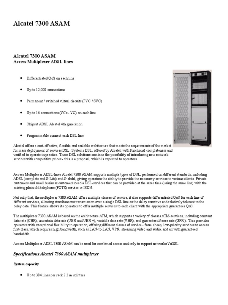 Alcatel 7300 ASAM | PDF | Asynchronous Transfer Mode | Digital ...
