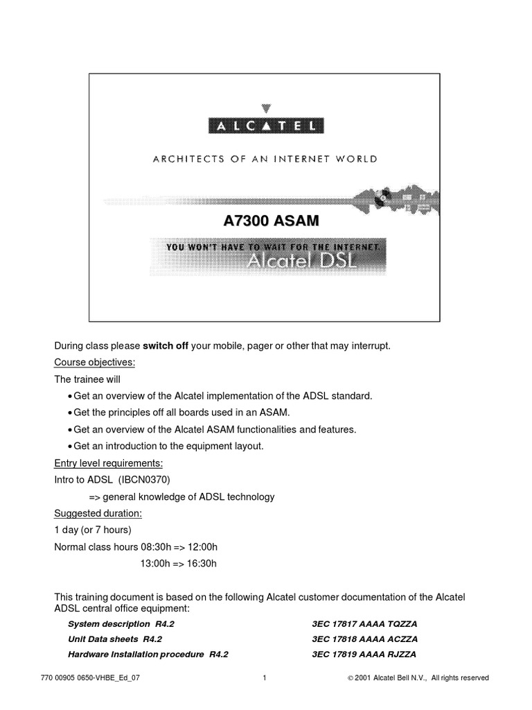 A7300 ASAM Training Overview | PDF | Asynchronous Transfer Mode ...