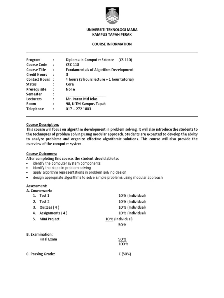 CSC118 - Fundamentals of Algorithm Development | PDF | Algorithms | Control Flow