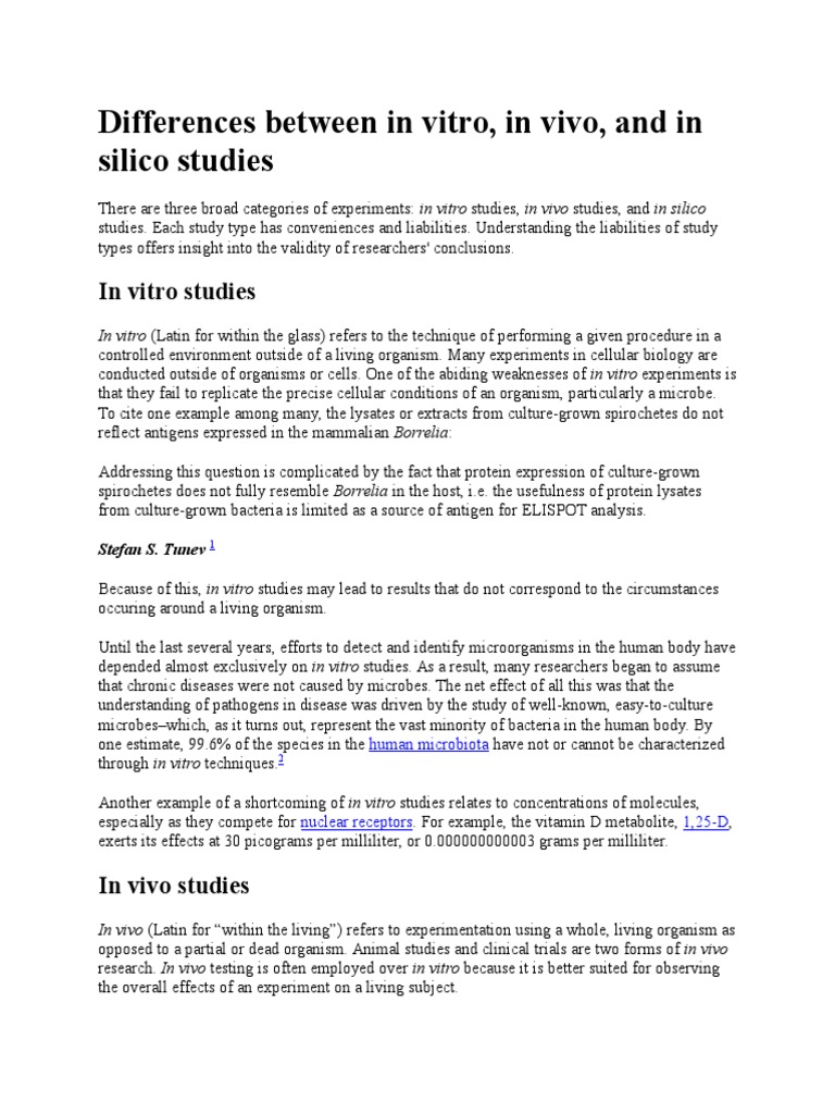 Differences Between in Vitro and in Vivo | In Vitro | Earth & Life Sciences