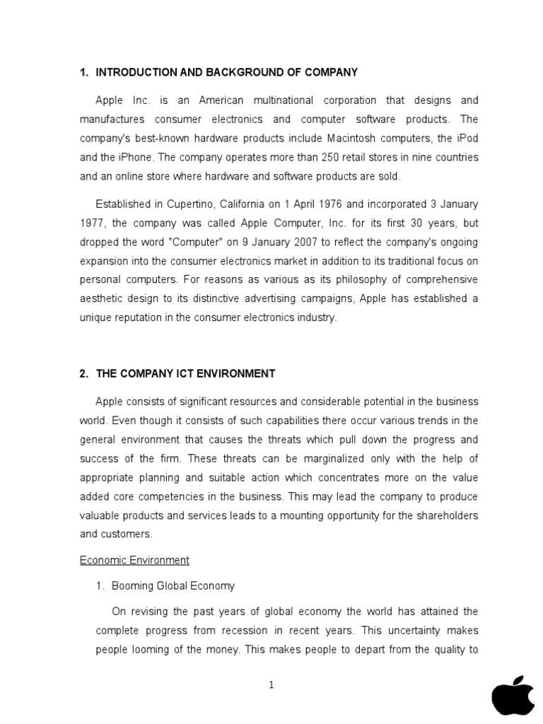 Apple Inc.: An Analysis of the Company's ICT Environment, Competitive ...