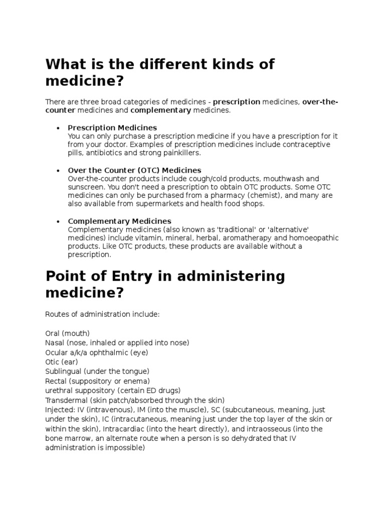 Understanding Medicine Types | PDF