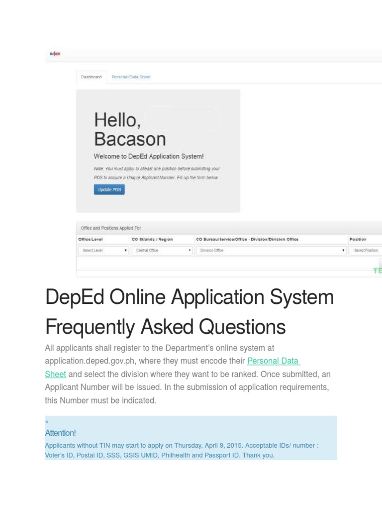 DepEd Online Application System Frequently Asked Questions | PDF ...