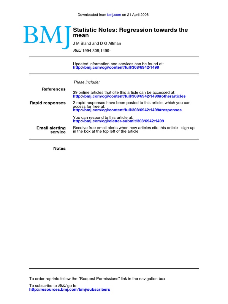 Regression Towards the Mean Explained | PDF