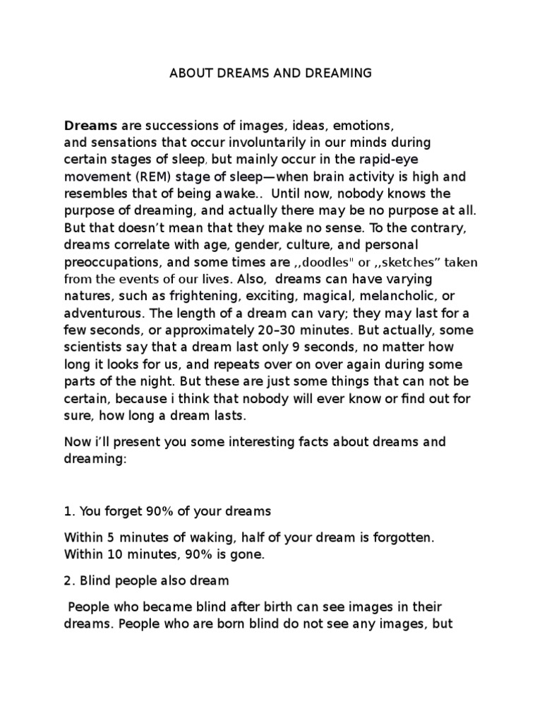 About Dreams and Dreaming | PDF | Dream | Sleep