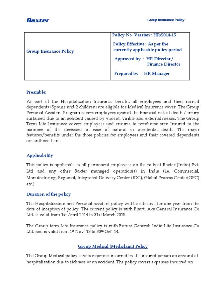 India - Insurance Policy - Apr' 14 PDF | PDF