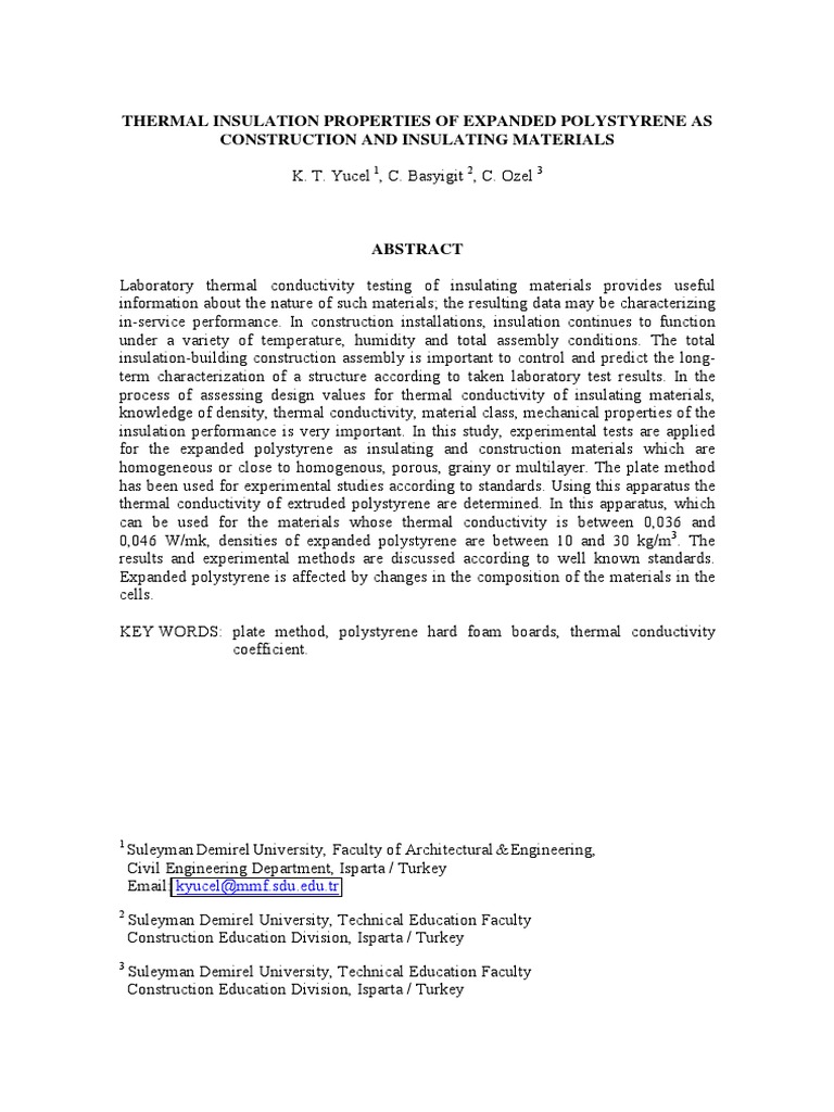 Thermal Insulation Properties Styrene | PDF | Polystyrene | Thermal ...