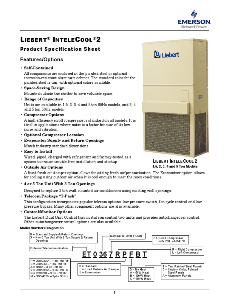 Liebert Intelecool 2 | PDF | Air Conditioning | Engineering Thermodynamics