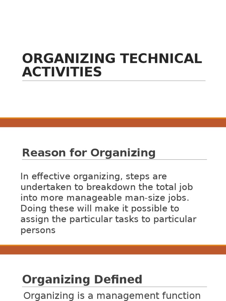 Organizing Technical Activities | PDF | Organizational Structure | Division Of Labour