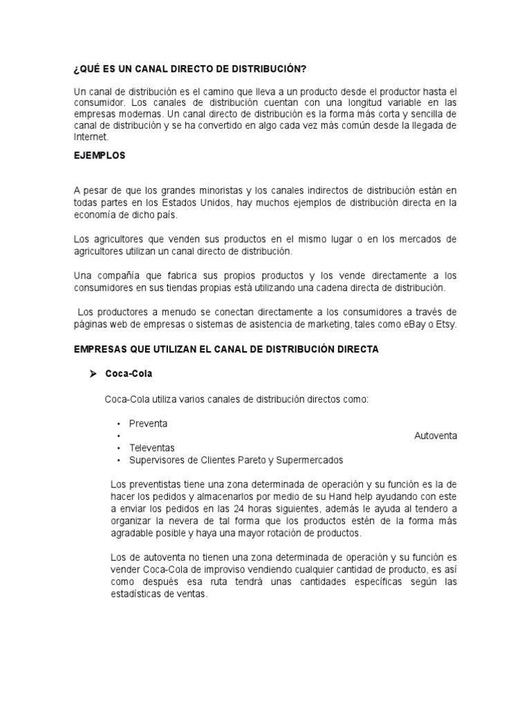 Canales Directos de Distribución Explicados | PDF | Bahía E ...