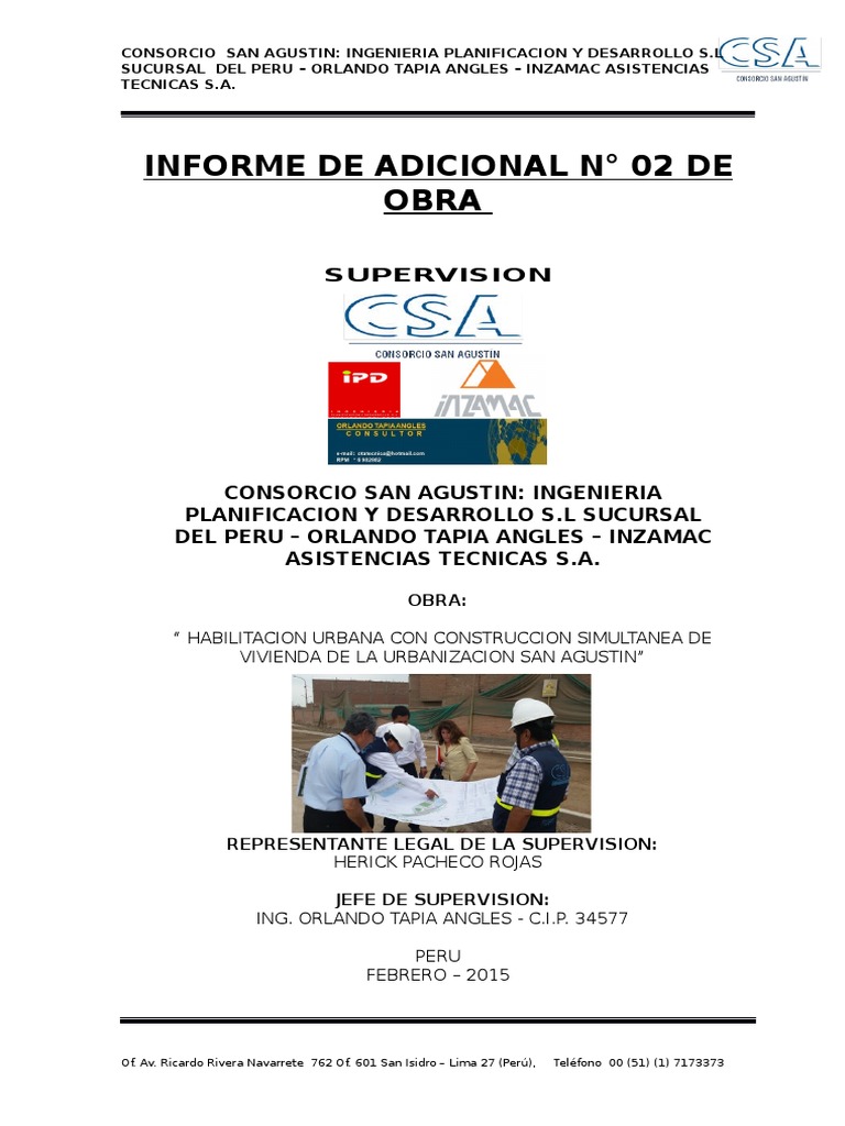 Informe Adicional N°02 de Obra | PDF | Presupuesto | Instituciones sociales