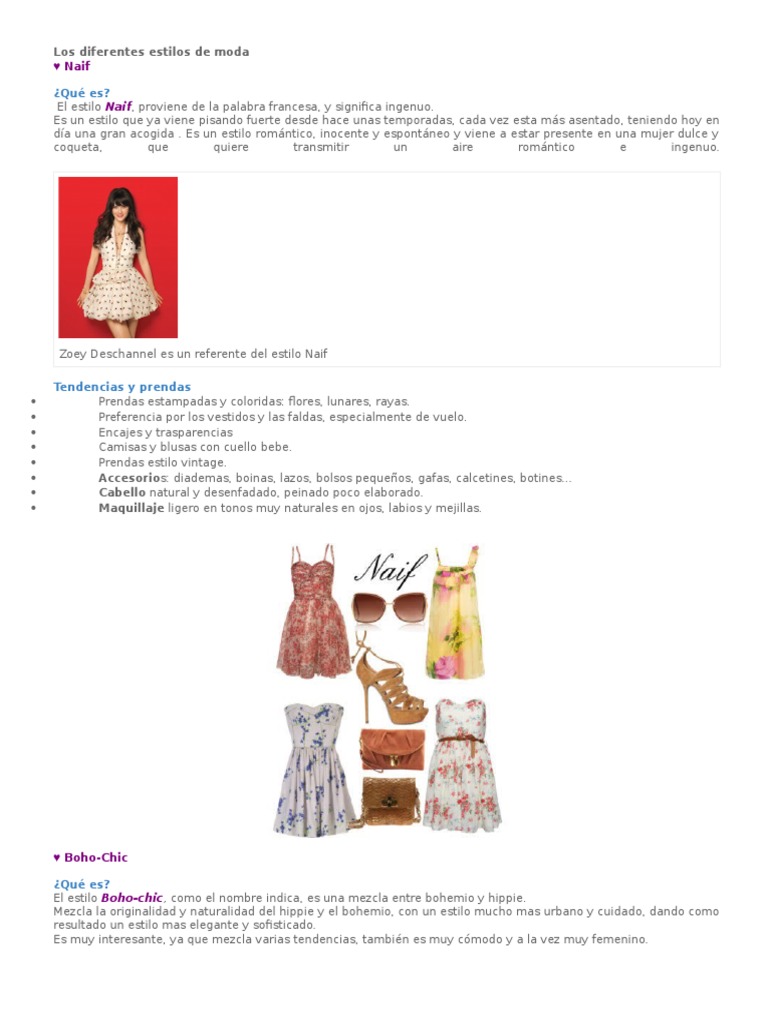 Los Diferentes Estilos de Moda | PDF | Ropa | Tendencias culturales
