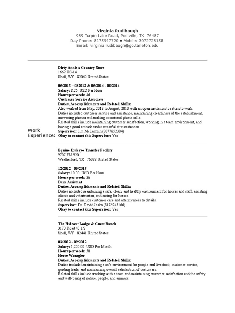 Virginia Rudibaugh Resume Overview | PDF