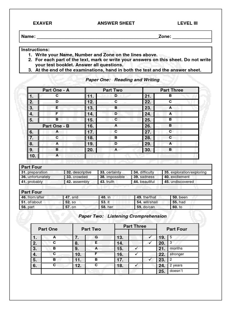 EXAVER 3 Answerkey Sample Exam | PDF | Evaluation Methods | Vocational ...