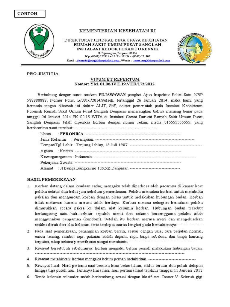 Contoh Visum Perkosaan BARU | PDF