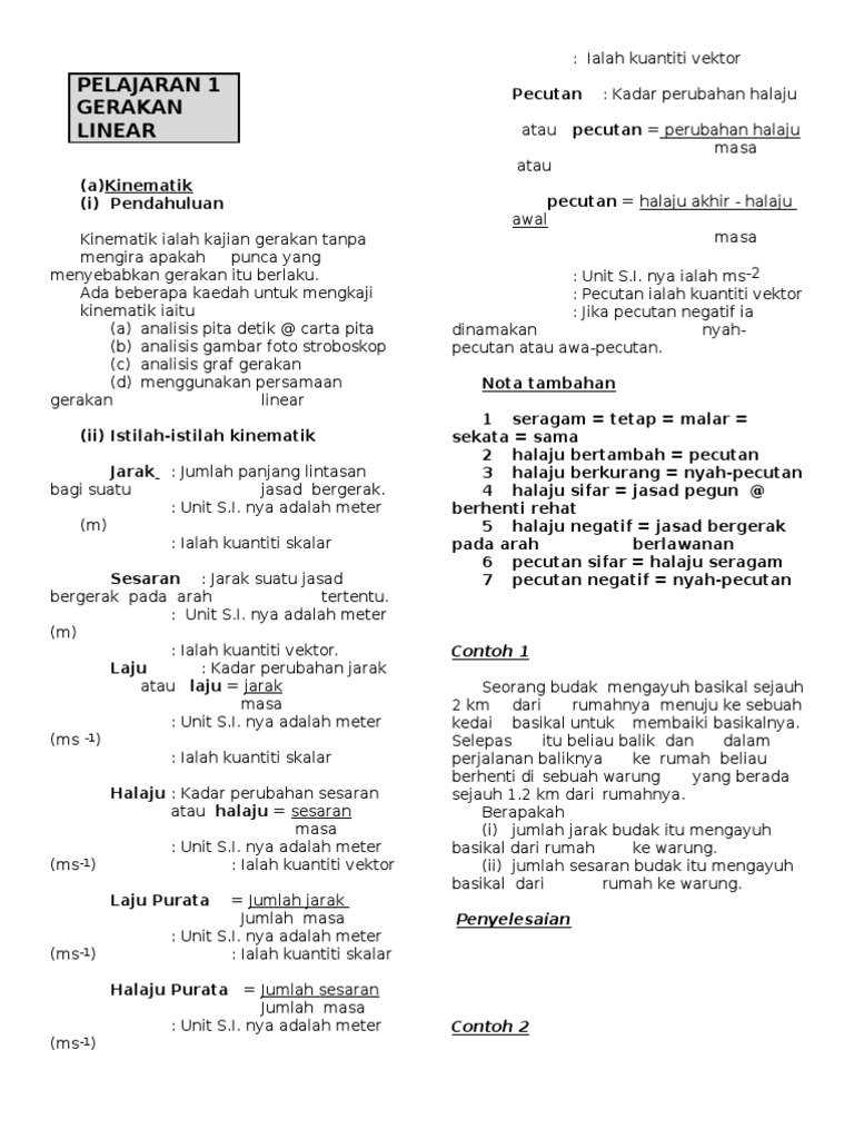 2 1 Gerakan Linear | PDF