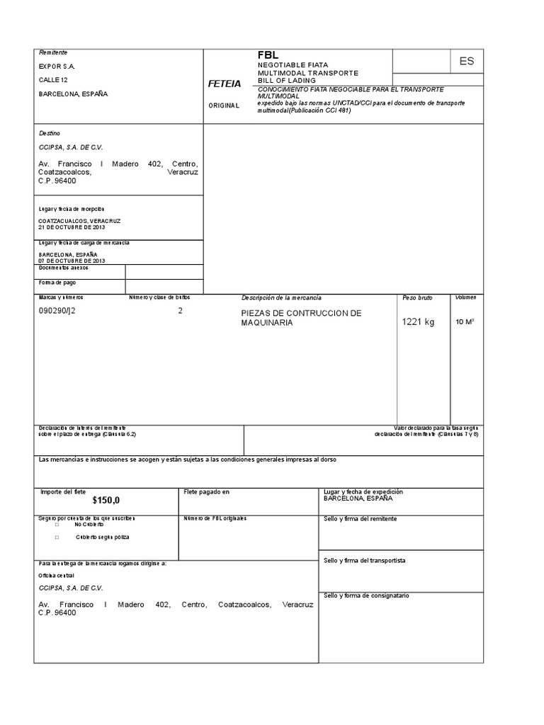 Contrato de Transporte Multimodal | PDF