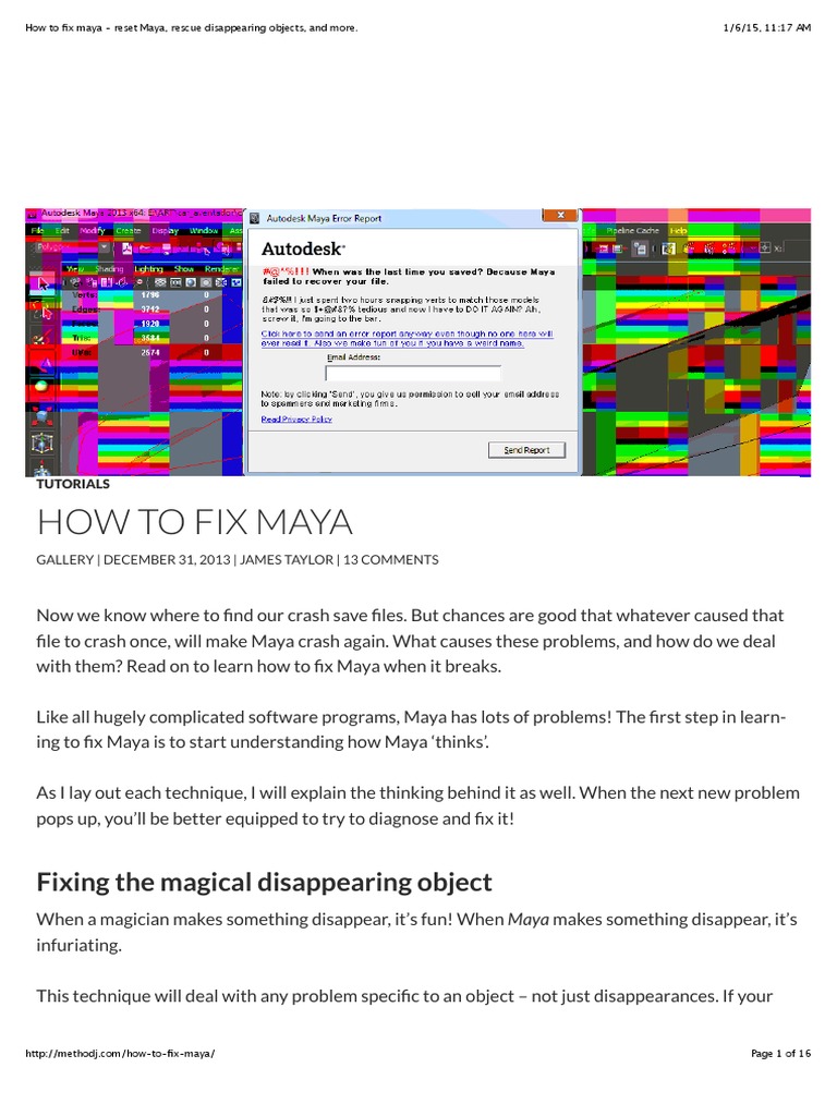How To Fix Maya - Reset Maya, Rescue Disappearing Objects, and More ...