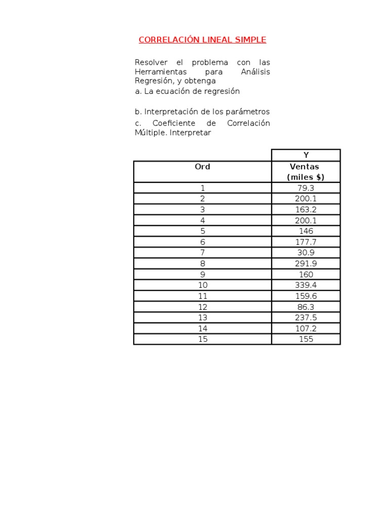 Correlacion Lineal Simple | PDF