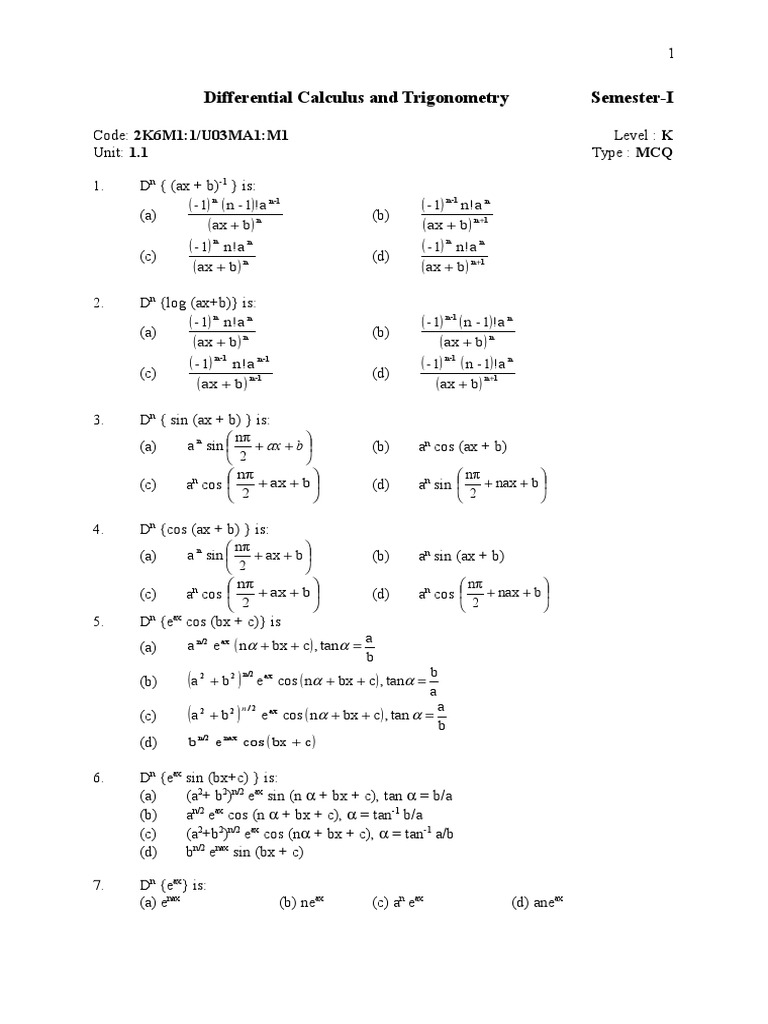Diff Cal | PDF | Sine | Maxima And Minima